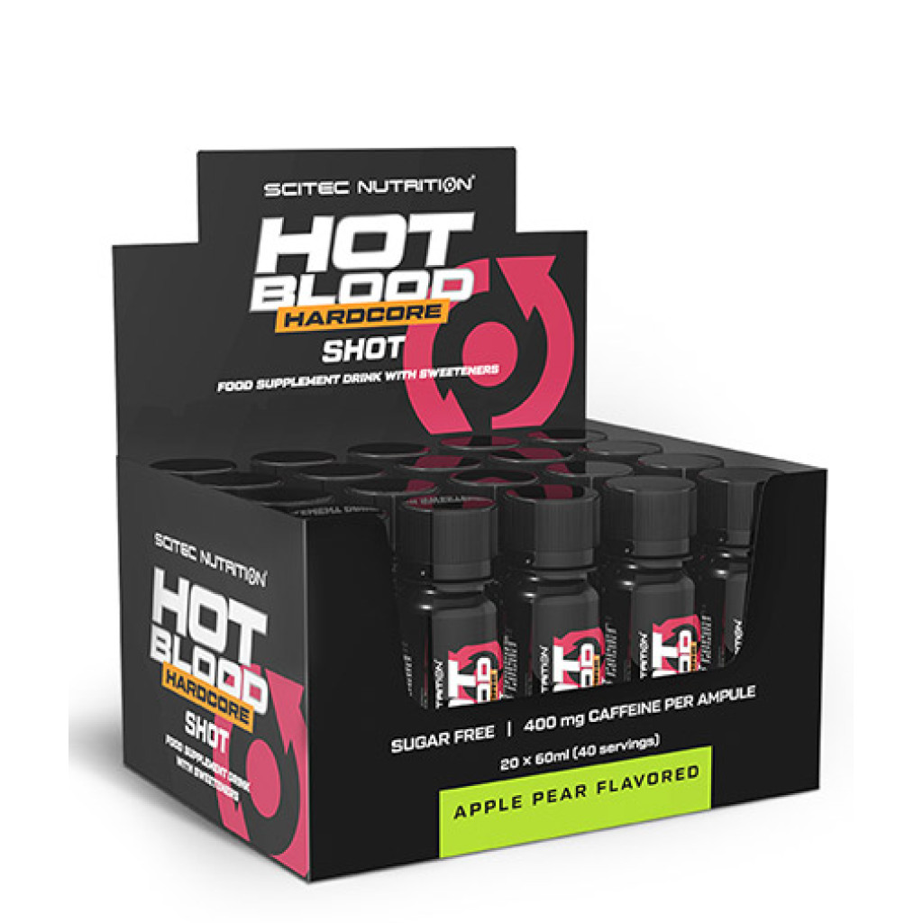 Стимилиращ хардкор SCITEC Hot Blood Hardcore Shot Box, 12 x 60 ml