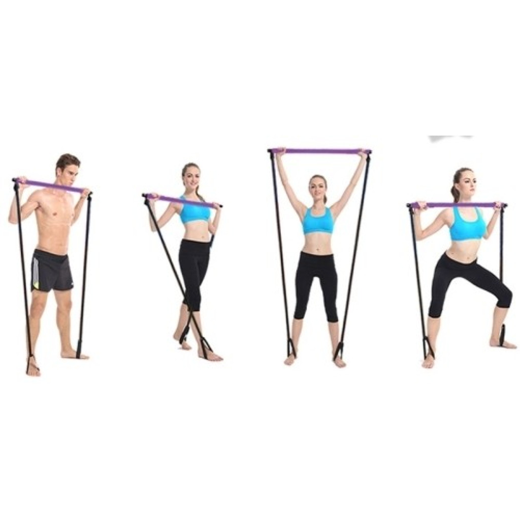 Комплект за пилатес MAXIMA, лост с два ластика, син