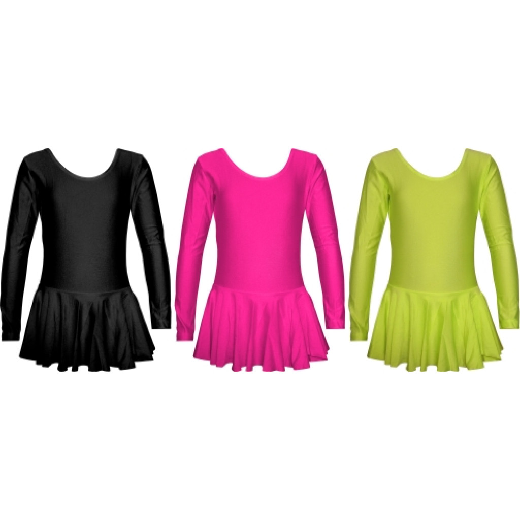 Детско трико гимнастическо с дълъг ръкав и поличка