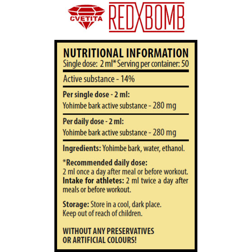 Фет бърнър CVETITA HERBAL Red X Bomb, 1000мл.